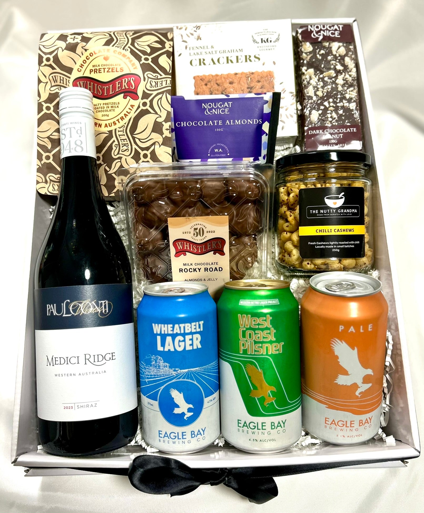 A gift of West Australian Shiraz, Eagle Bay Beers & lots of Tasty Snac ...